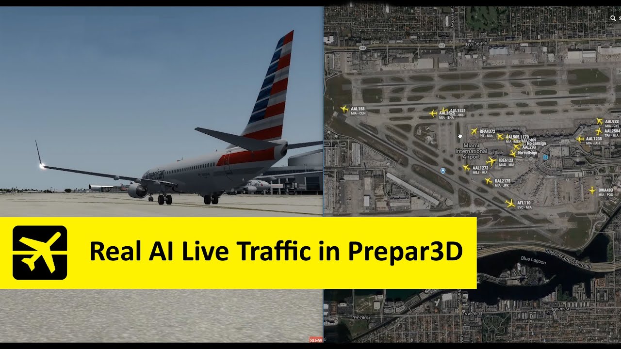 Real live AI traffic in FSX and Prepar3D at KMIA Miami airport - YouTube