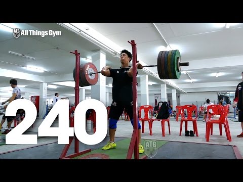 Toshiki Yamamoto (85kg) 240kg Front Squat 2015 Asian Weightlifting Championships Training Hall