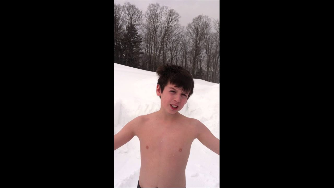 Jumping in the snow with no shirt on - YouTube