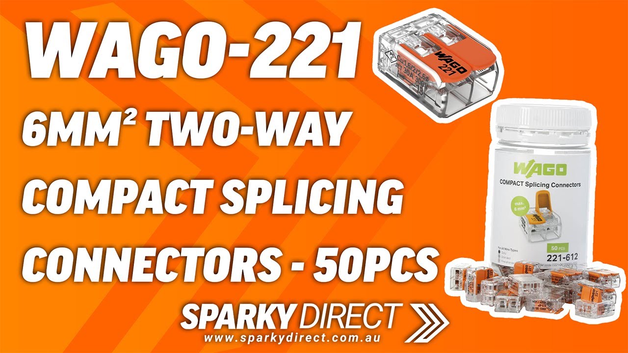 Wago 221-612 | 6mm² 2 Conductor Compact Splicing Connectors | Jar of 50 ...