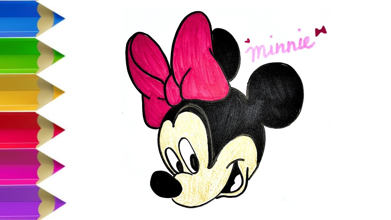 How to draw Minnie mouse head with Fuchsia pink 🎀 | drawing and ...