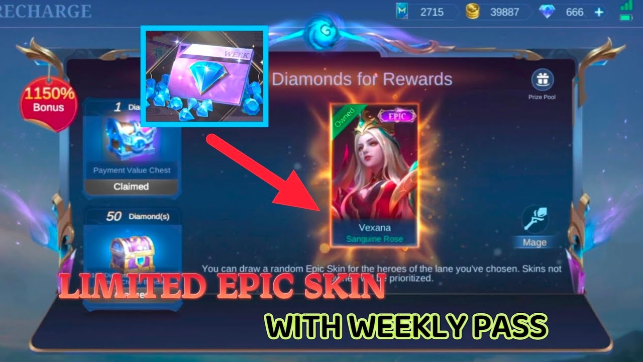 GET FREE LIMITED EPIC SKIN FROM WEEKLY PASS DIAMOND `MLBB - YouTube