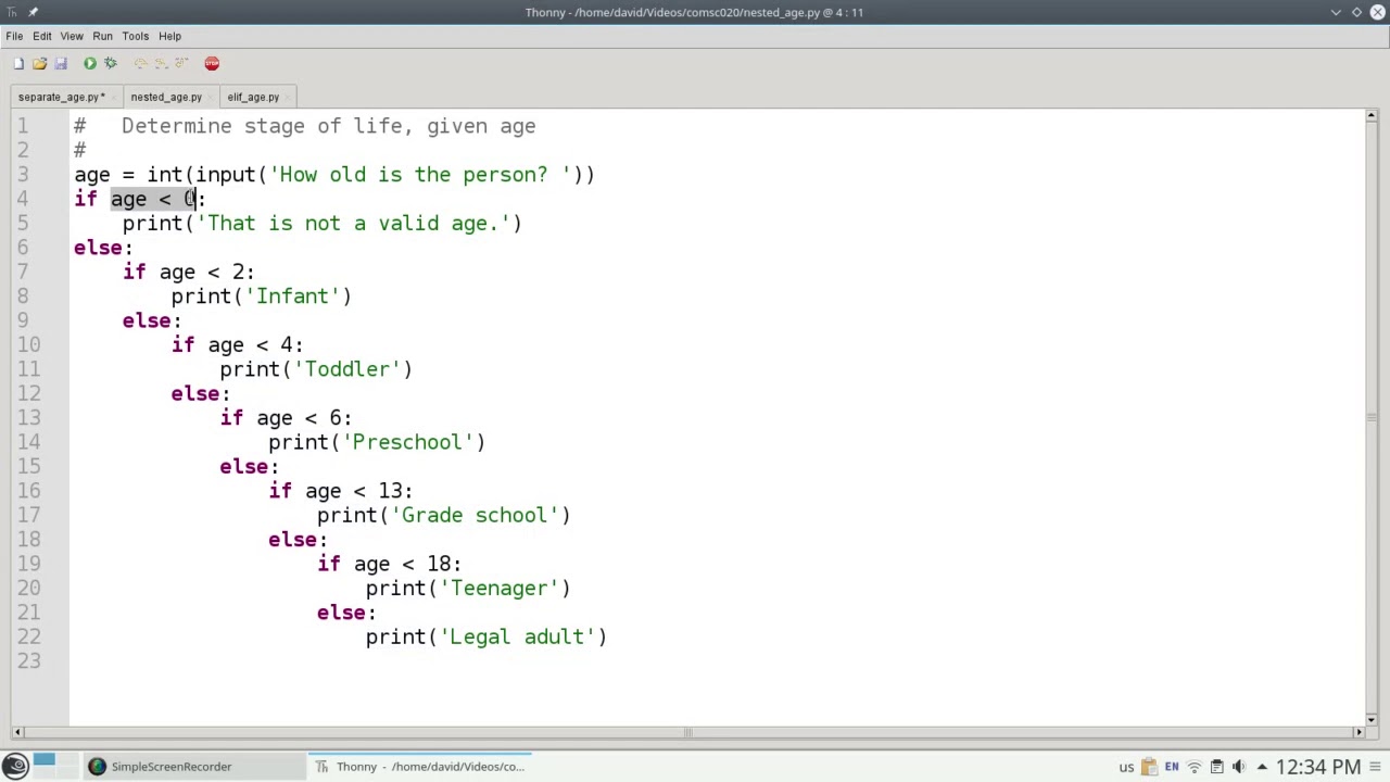 Chapter 7 Using Elif For A Chain Of Conditions Youtube