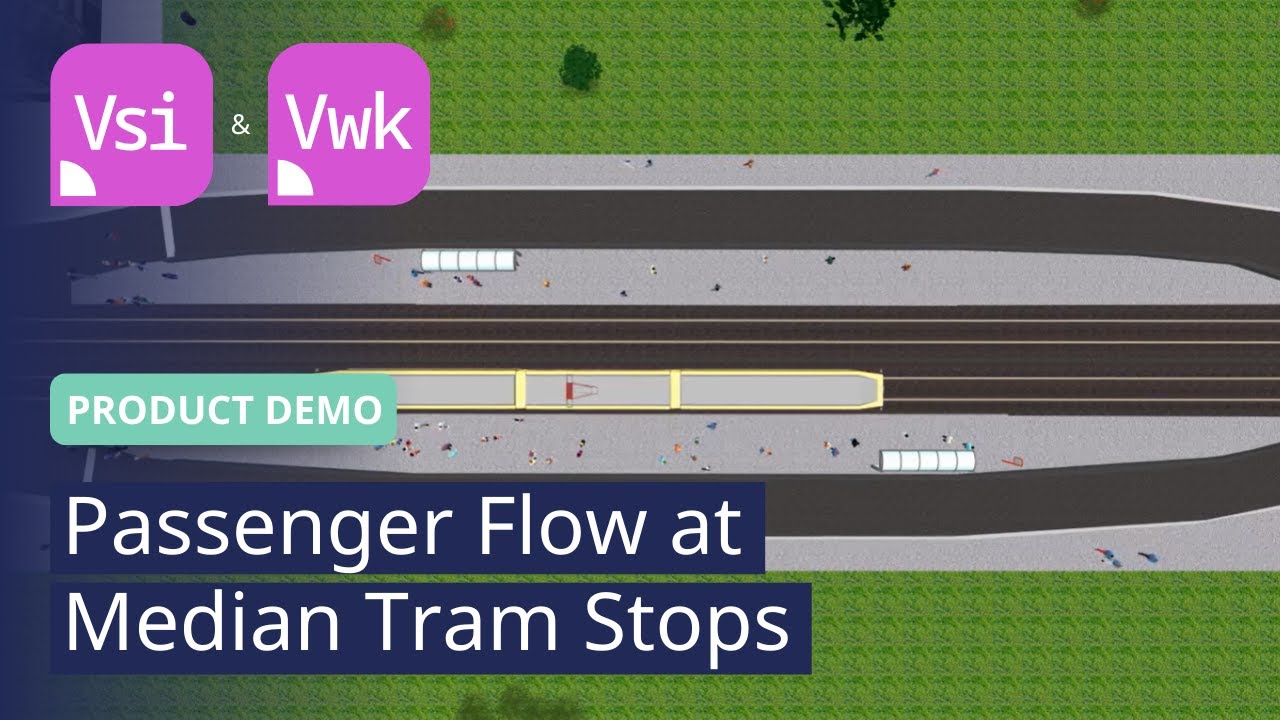 Passenger Flow at Median Tram Stops | PTV Vissim & Viswalk | Product Demo - YouTube