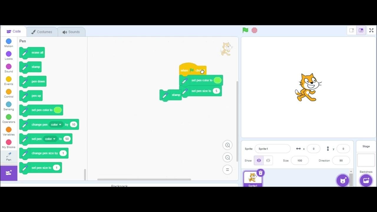How to use the PEN extension in scratch - YouTube