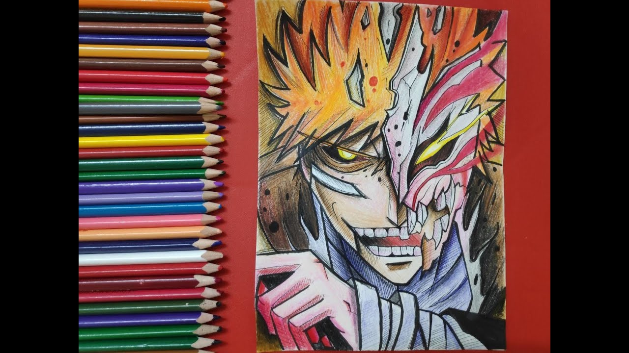 ichigo kurosaki bleach hollow mask - speed drawing - pencil drawing ...