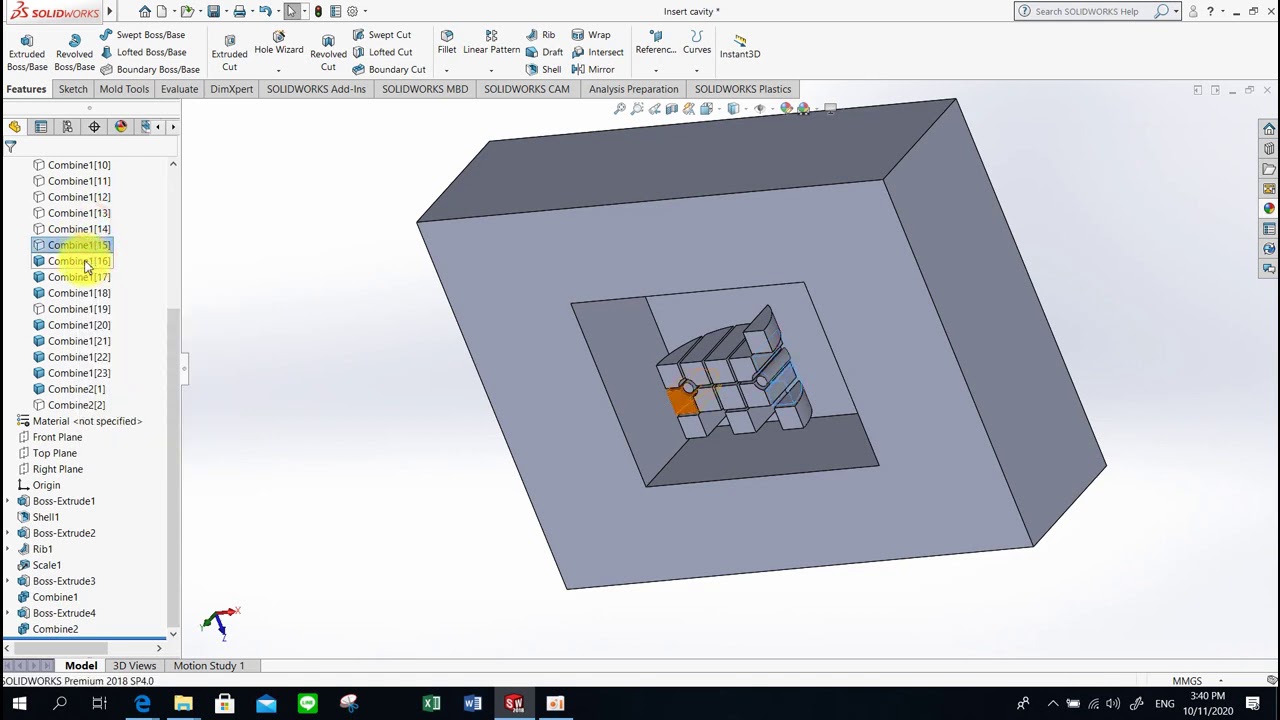 Combine to insert cavity plate EP1 7 - YouTube