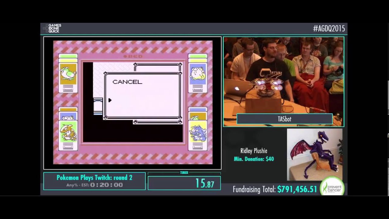 AGDQ 2015 - TAS Bot Plays Pokemon Red And Twitch Chat - YouTube