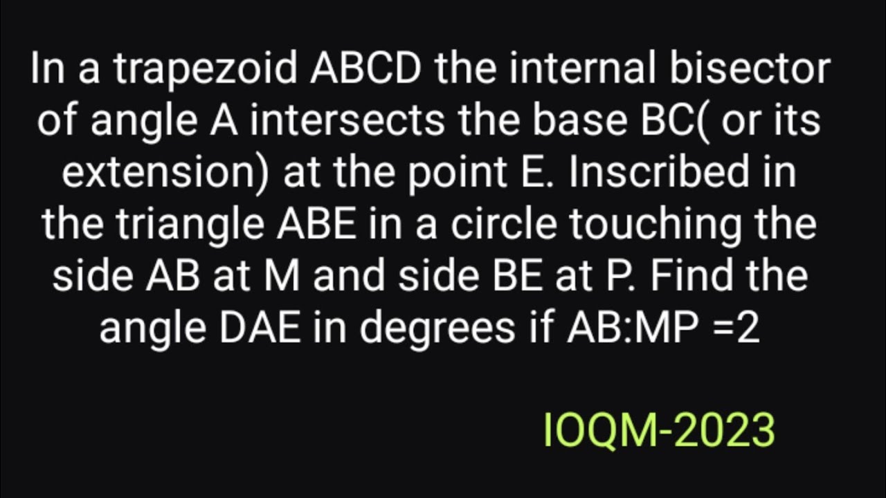 In a trapezoid ABCD the internal bisector of angle A intersects the ...