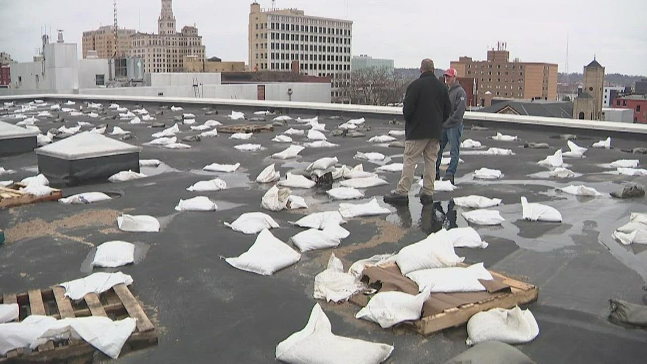 Scott County sheriff tours leaky jail roof damage following storm - YouTube