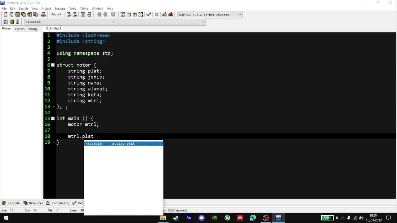 Membuat Program dengan Struct Pada C++ (Ahmad Zuhriadi_122410122) - YouTube