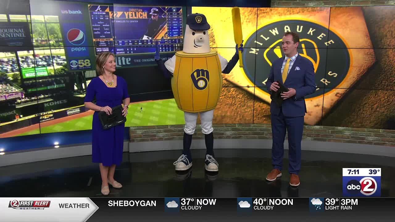 Brewers' Barrel Man visits Action 2 News! - YouTube