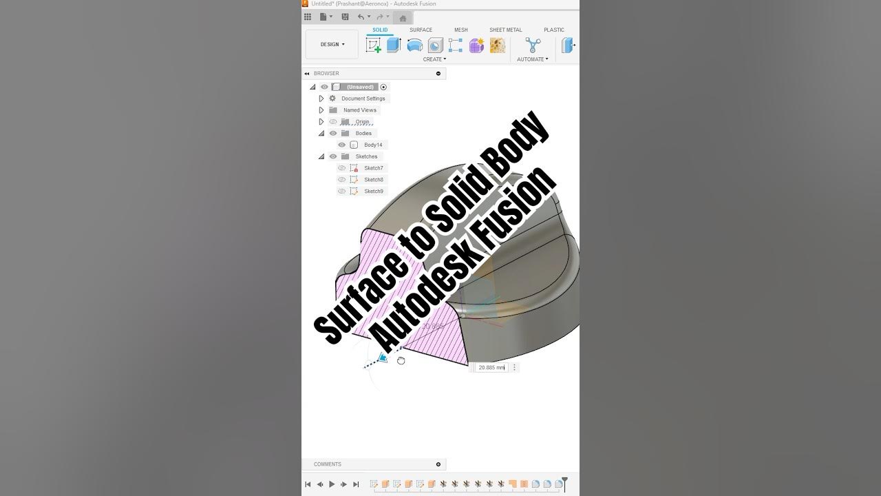 Surface to Solid Body in Autodesk Fusion - YouTube