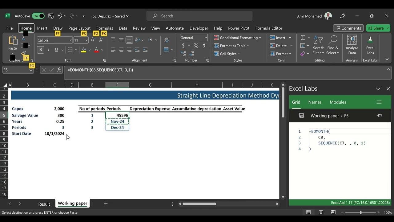 Create Depreciation Schedule with dynamic arrays Formulas - YouTube