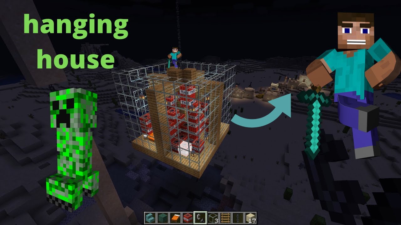 i made a hanging house in minecraft - YouTube