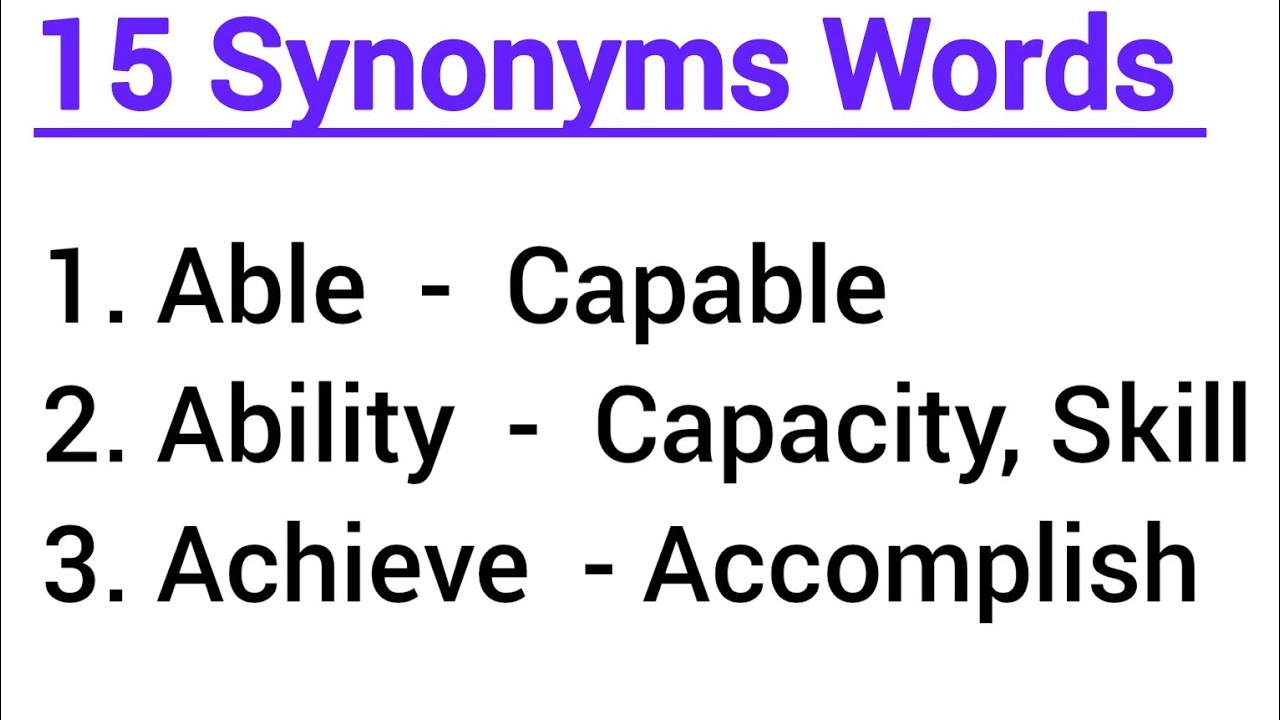 15 synonyms words in english || common synonyms words || what is ...