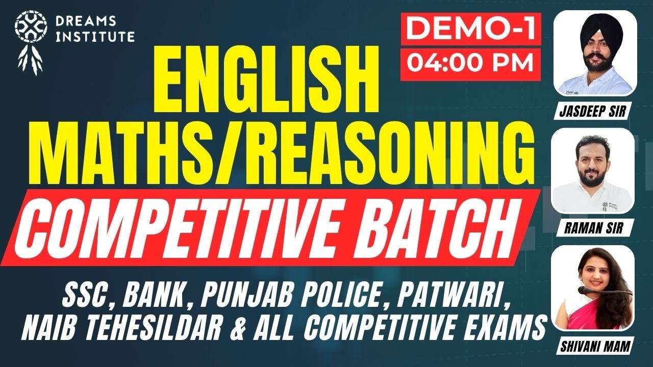 MATH,REASONING,ENGLISH | Competitive Batch | DAY-1 | 04:00 PM | SSC ...