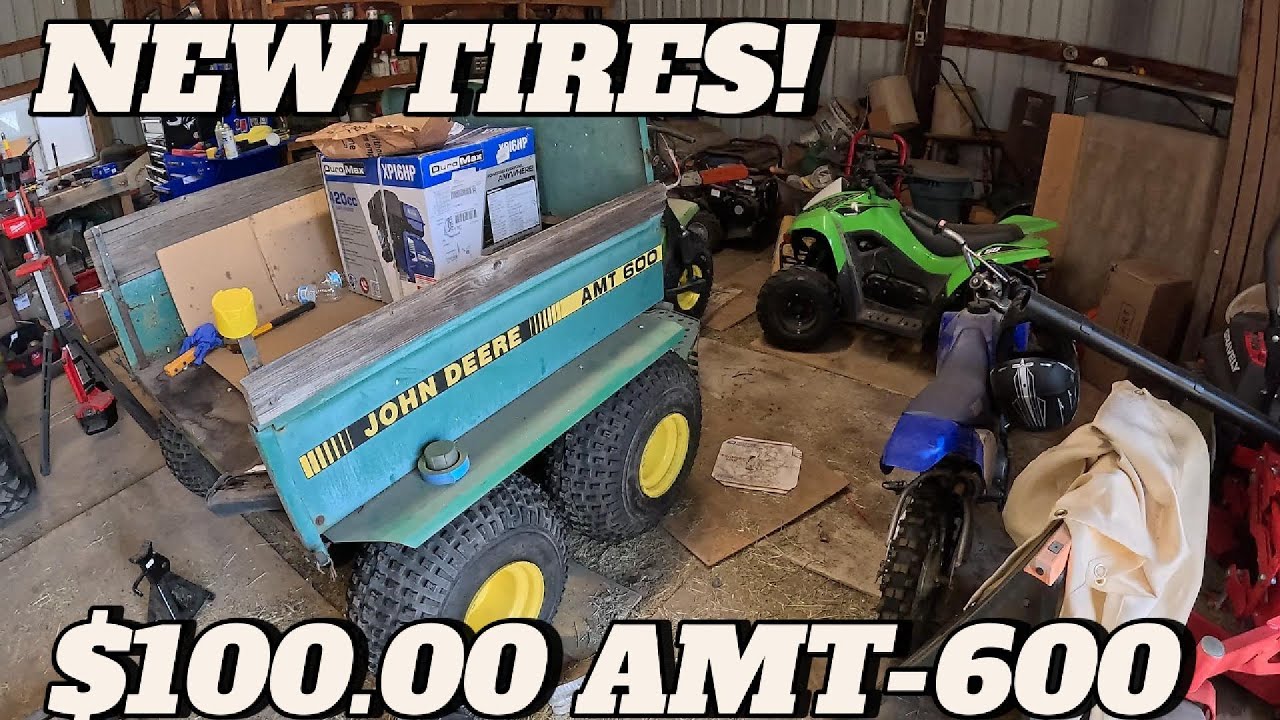 Installing New Tires on the $100.00 John Deere AMT-600 - YouTube
