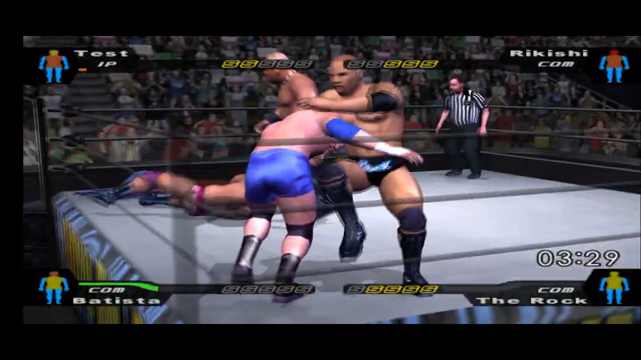 TEST & BATISTA VS ROCK & RIKISHI (TORNADO TAG MATCH ).... - YouTube