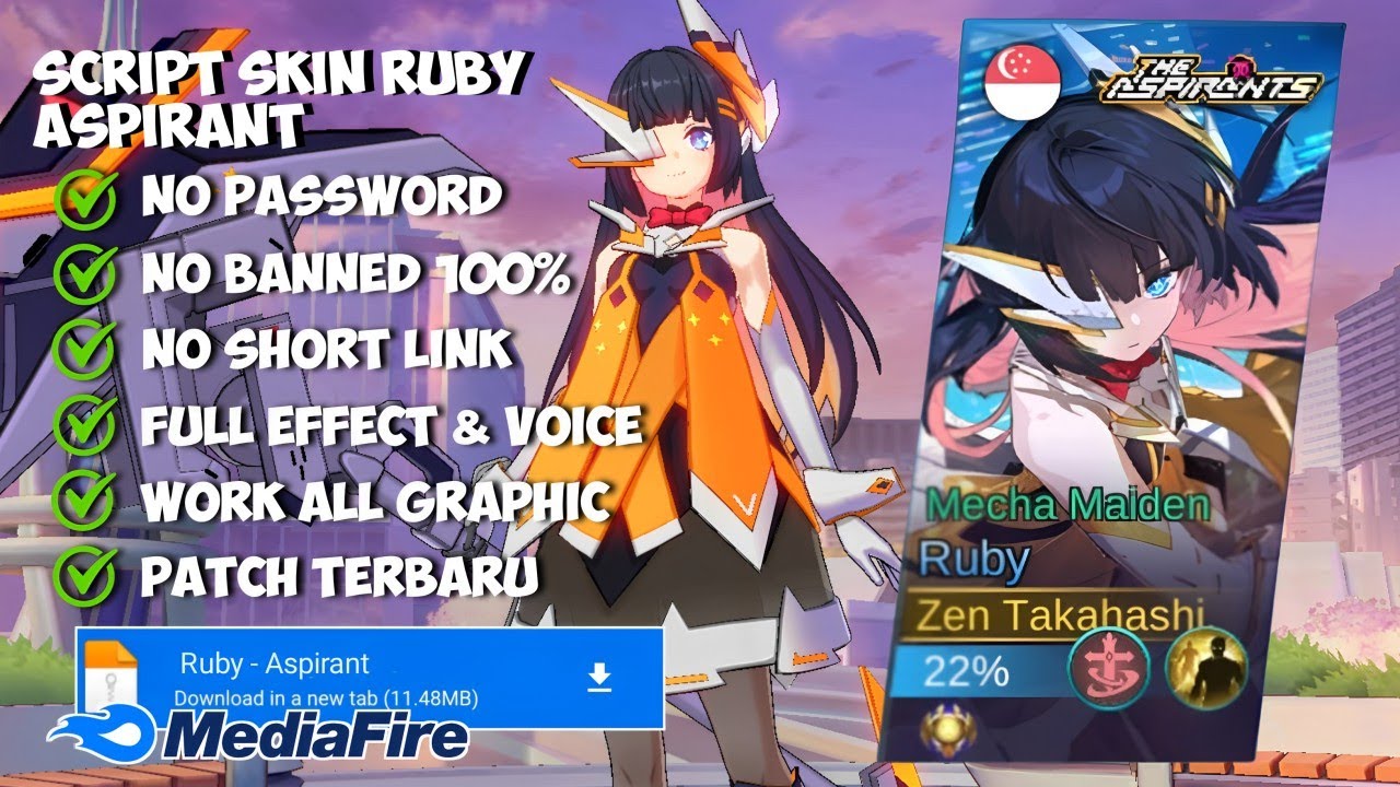 SCRIPT SKIN RUBY ASPIRANT - MECHA MAIDEN | NO PASSWORD | FULL EFFECT SOUND | PATCH TERBARU - YouTube