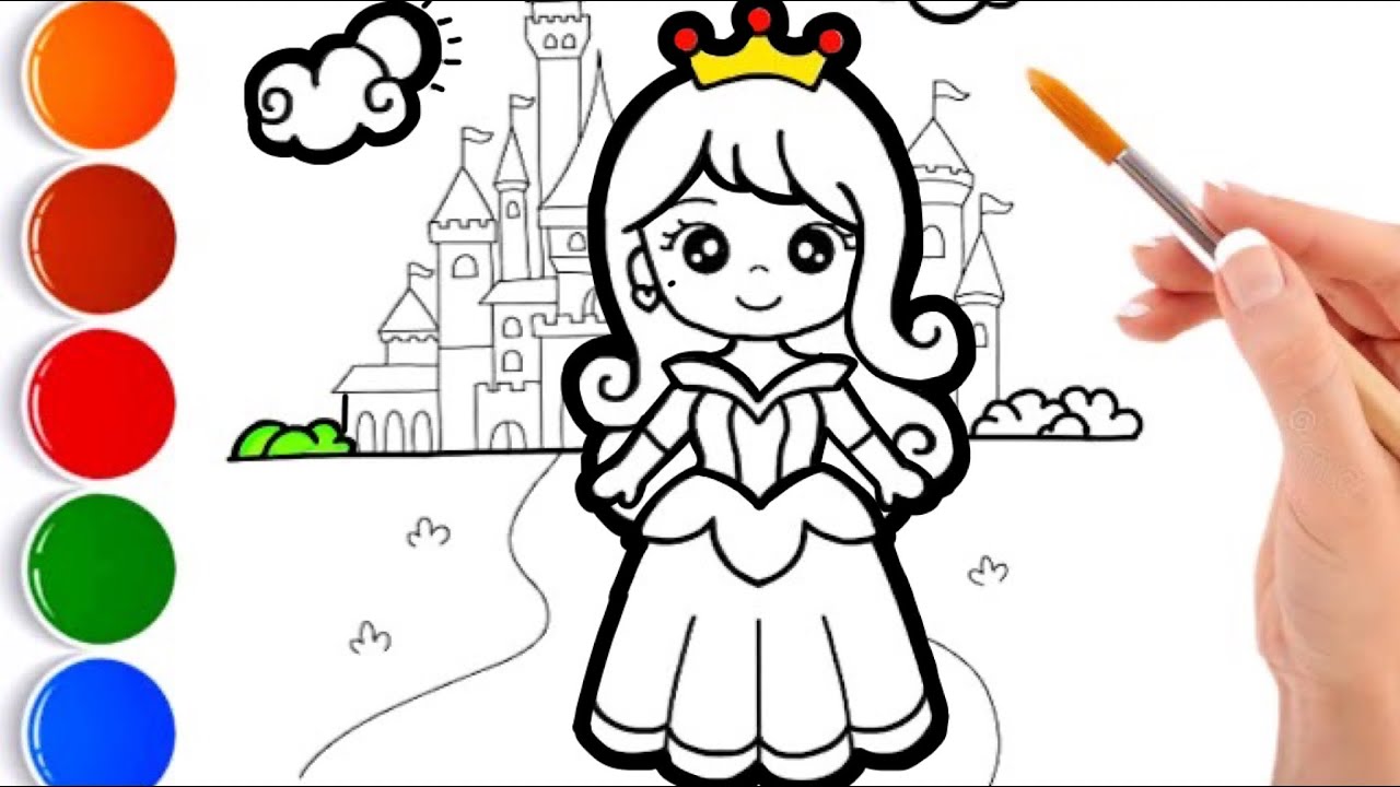 So Cute Princess Drawing, Painting and Coloring for Kid's & Toddlers ...