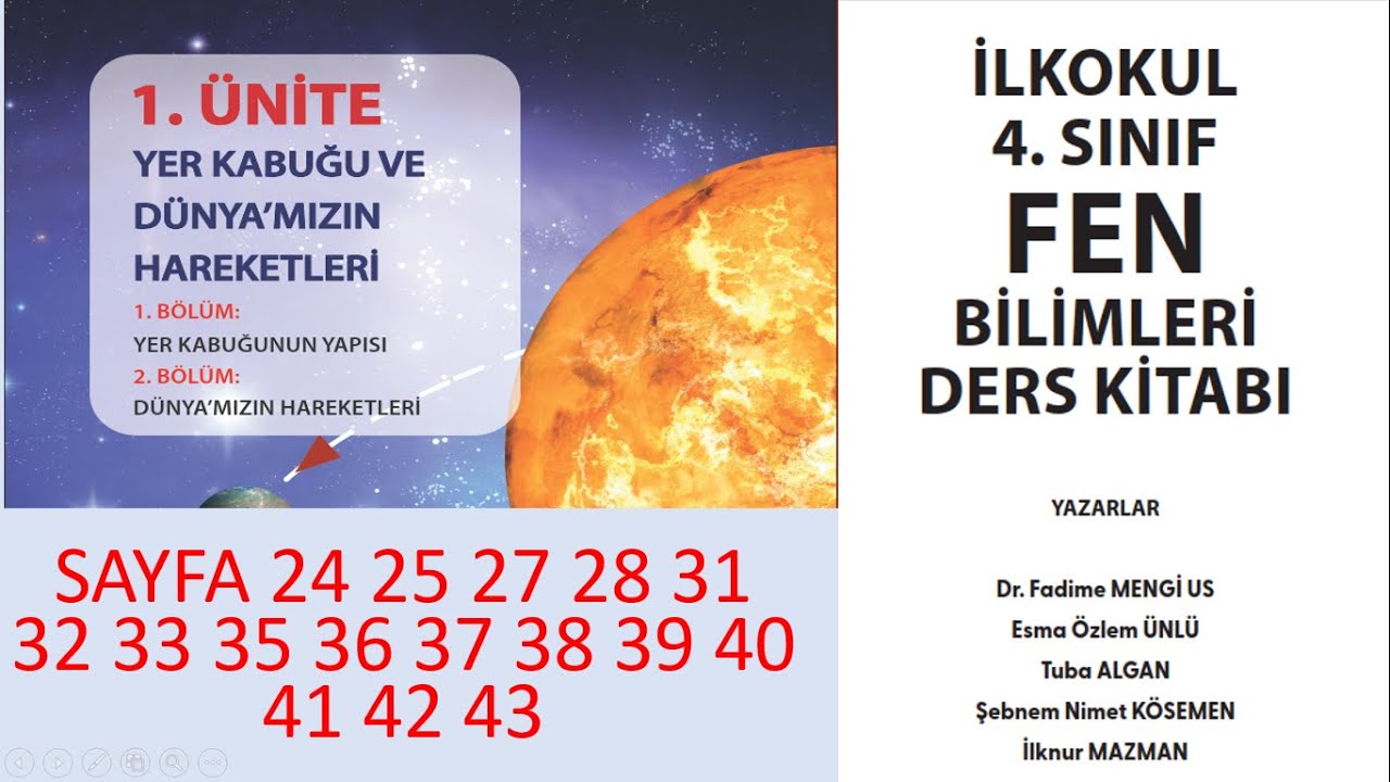 4 SINIF FEN BİLİMLERİ DERS KİTABI 1. ÜNİTE sayfa 24 25 27 28 31 32 33 ...