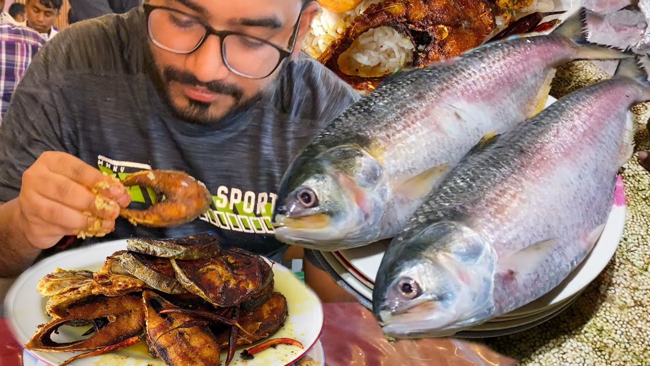 Eating Lunch(Rice & Big Hilsa Fish, Eilish Lej Vorta, Daal) With ...