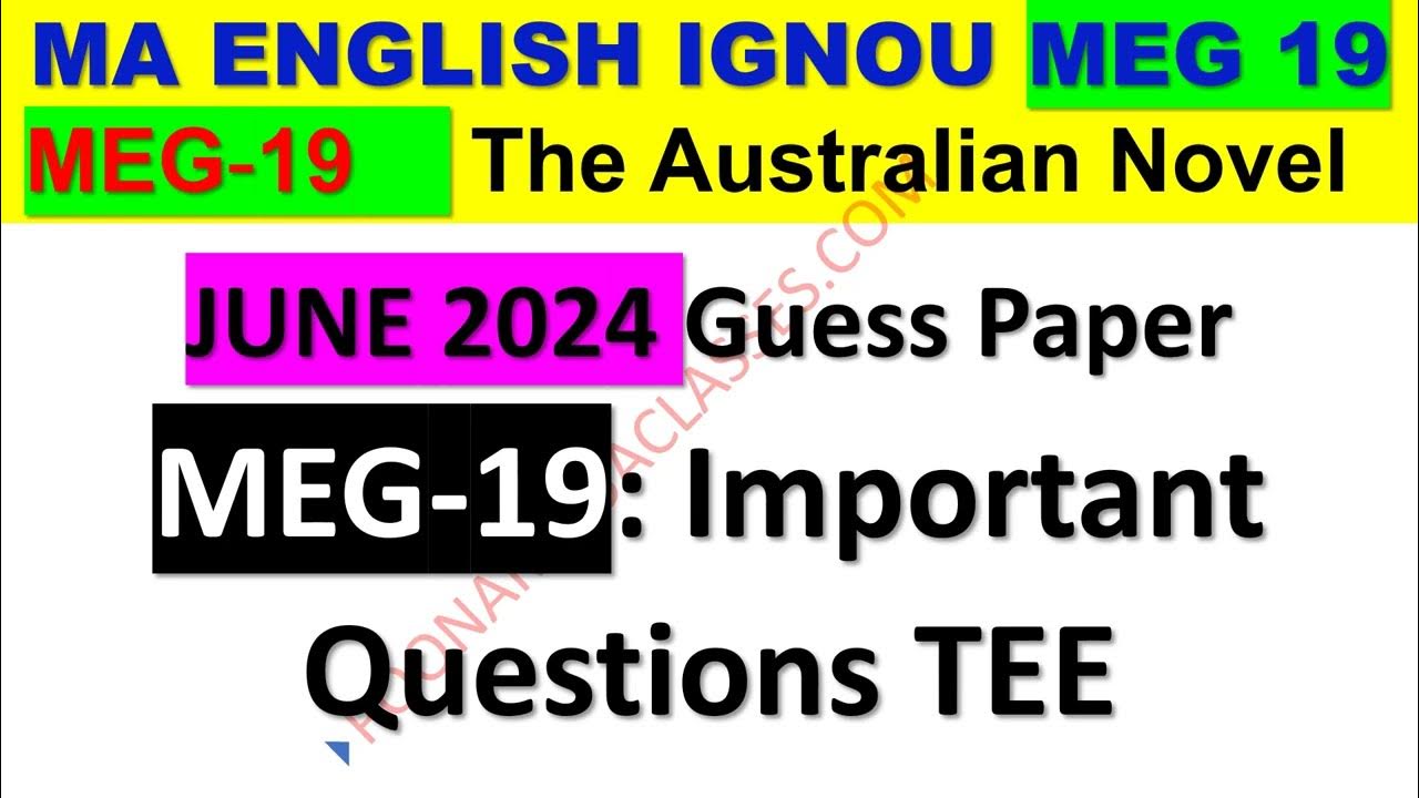 MEG-19 - THE AMERICAN NOVEL JUNE 2024 GUESS PRACTICE QUESTION PAPER IGNOU TEE - YouTube