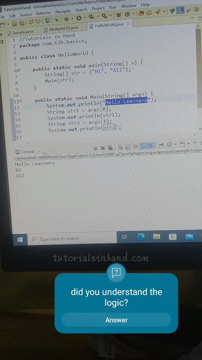 Calling Main Within Java Main Method Java Javatutorial Javaprogramming Shorts Short Youtube
