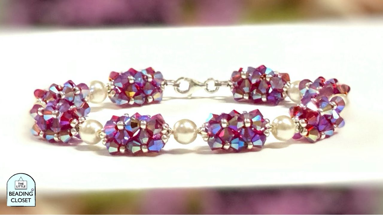 How to make a crystal and pearl beaded bracelet KISSING CRYSTALS - YouTube