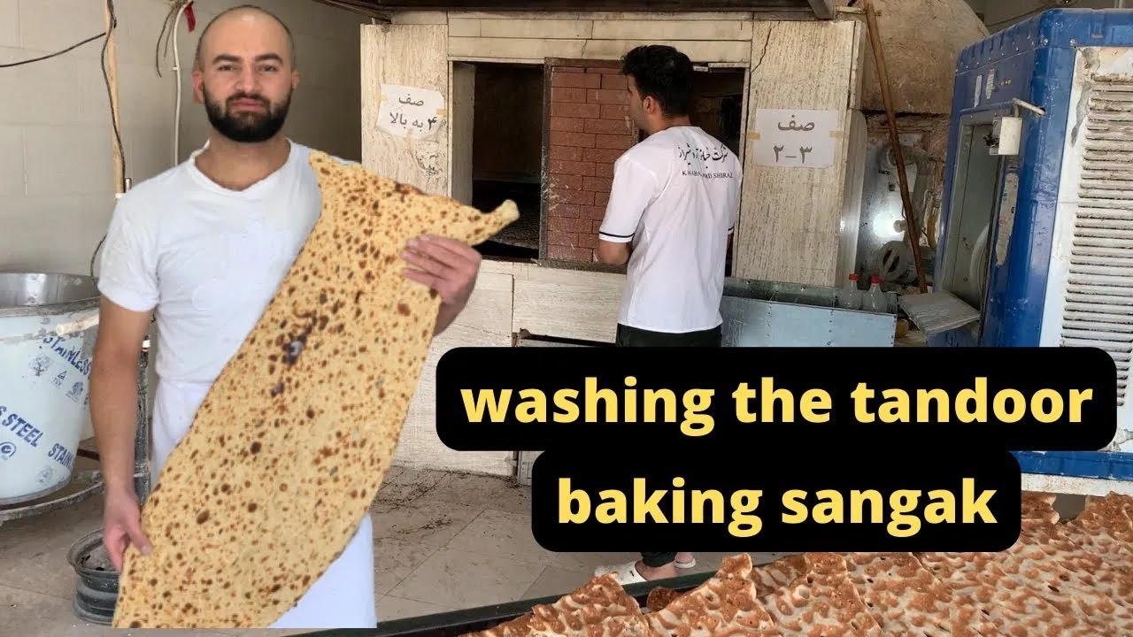 Washing the Sangak bread oven| Machine stone bread| shiraz sangak bread ...