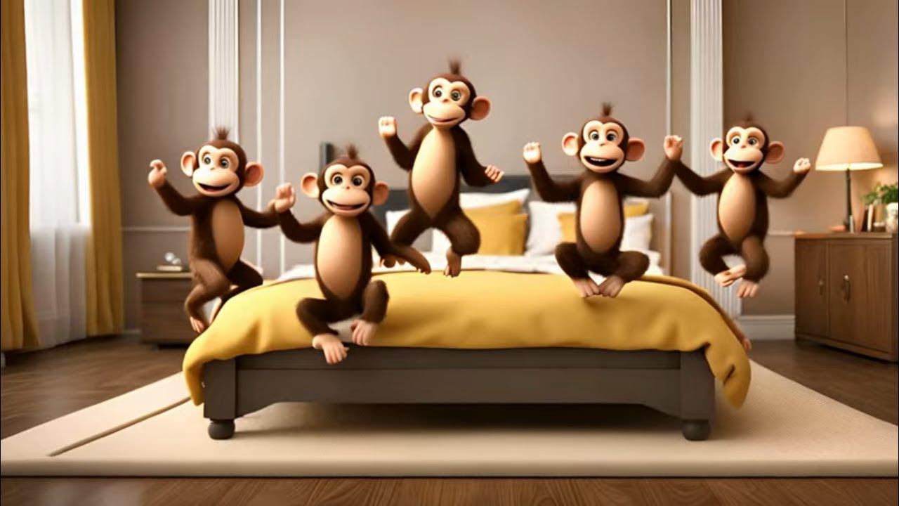 Five Little Monkeys Jumping On The Bed | Children Nursery Rhyme - YouTube