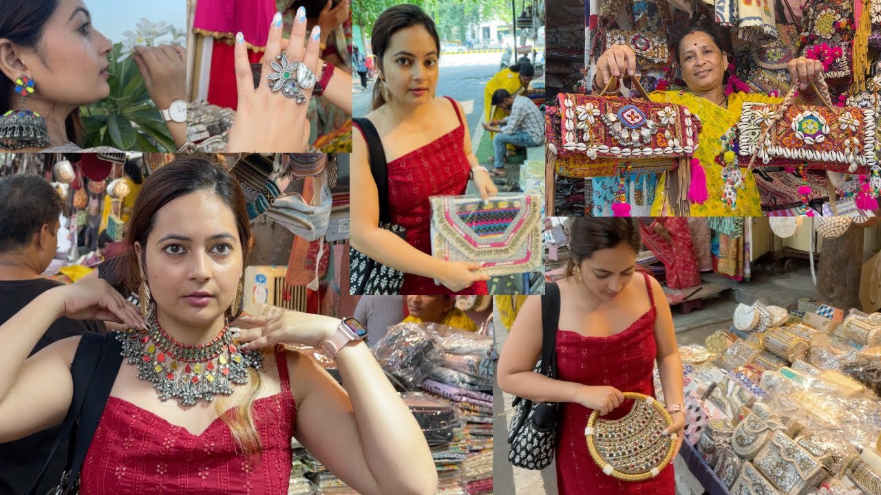Gujarati Lane Janpath Market Jewellery and Handmade Boho Bags ...