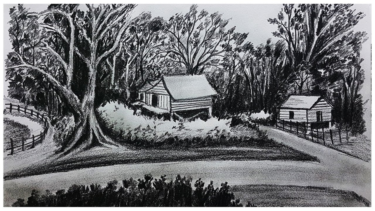 How To Draw Countryside Landscape Scenery Pencil Sketch Drawing how-to-draw-countryside-landscape-scenery-pencil-sketch-drawing