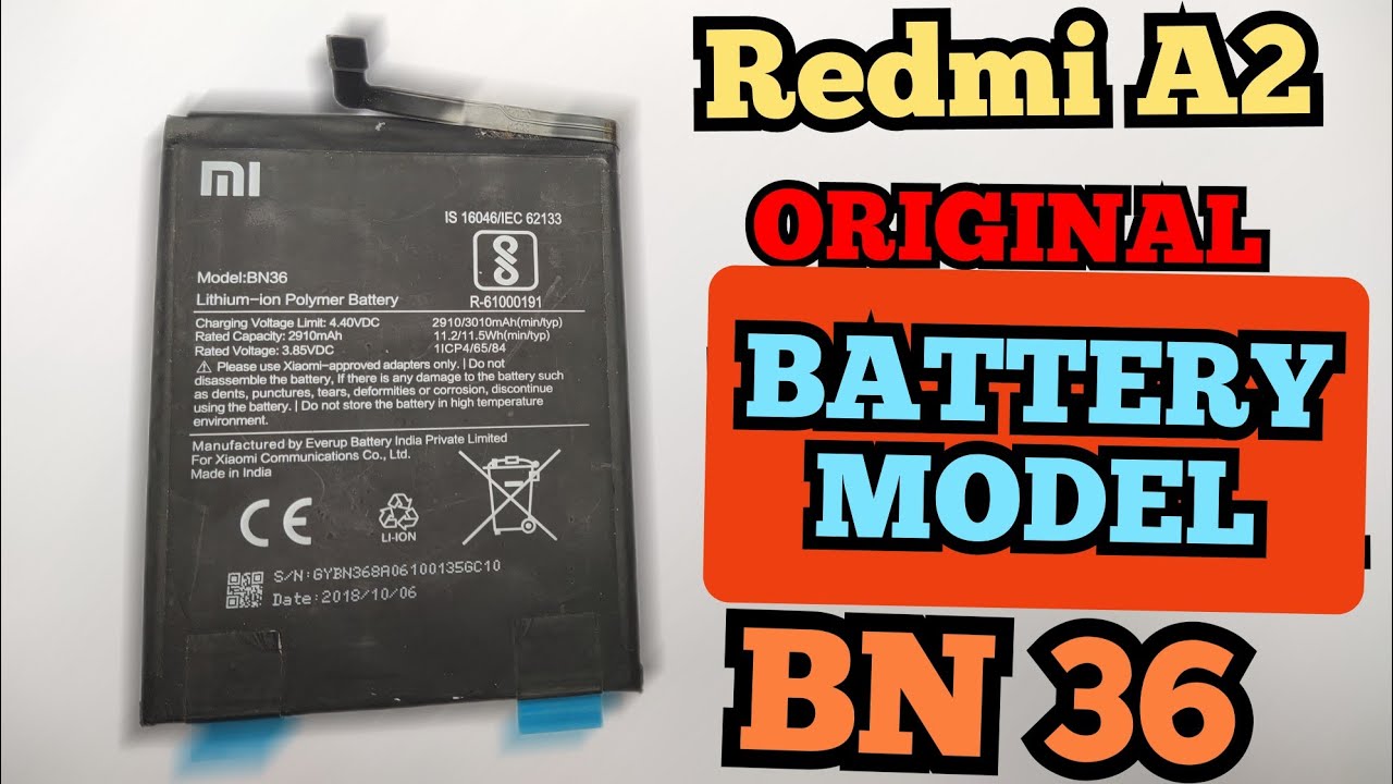 mi A2 battery/bn36 model / Redmi A2 original battery - YouTube