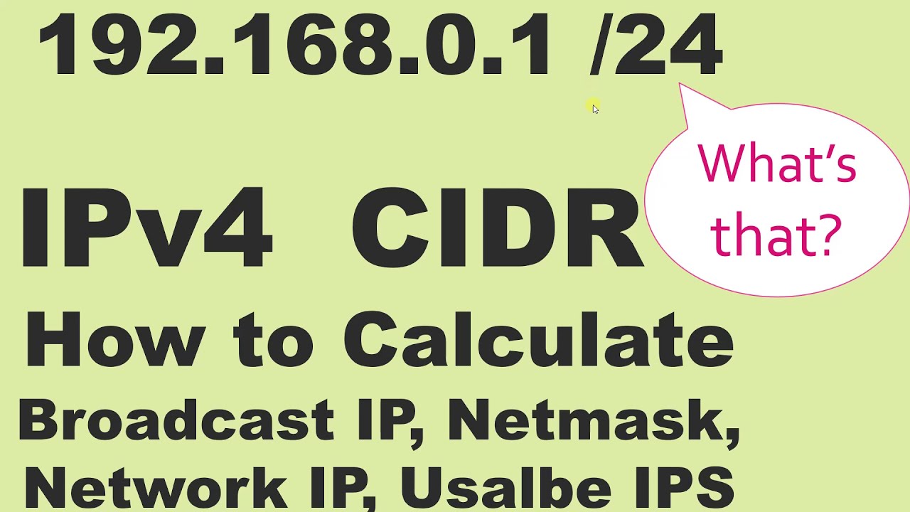 IPv4 CIDR, Network IP, Broadcast IP, Netmask, Usable IP address - YouTube