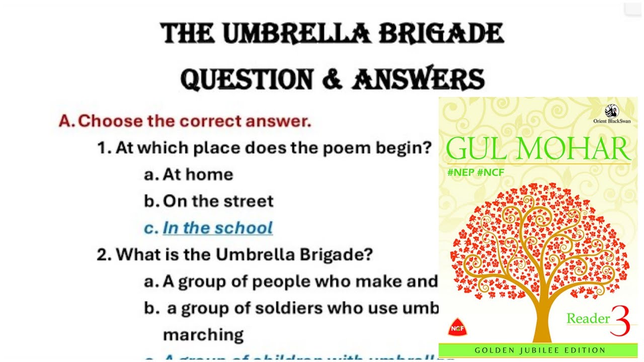 The Umbrella Brigade Poem Question Answer of Gulmohar Golden Jubilee ...
