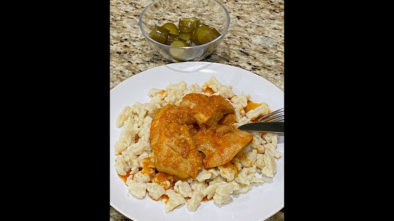 Csirke Pörkölt - Chicken Paprikas with nokedli dinner or lunch menu by ...