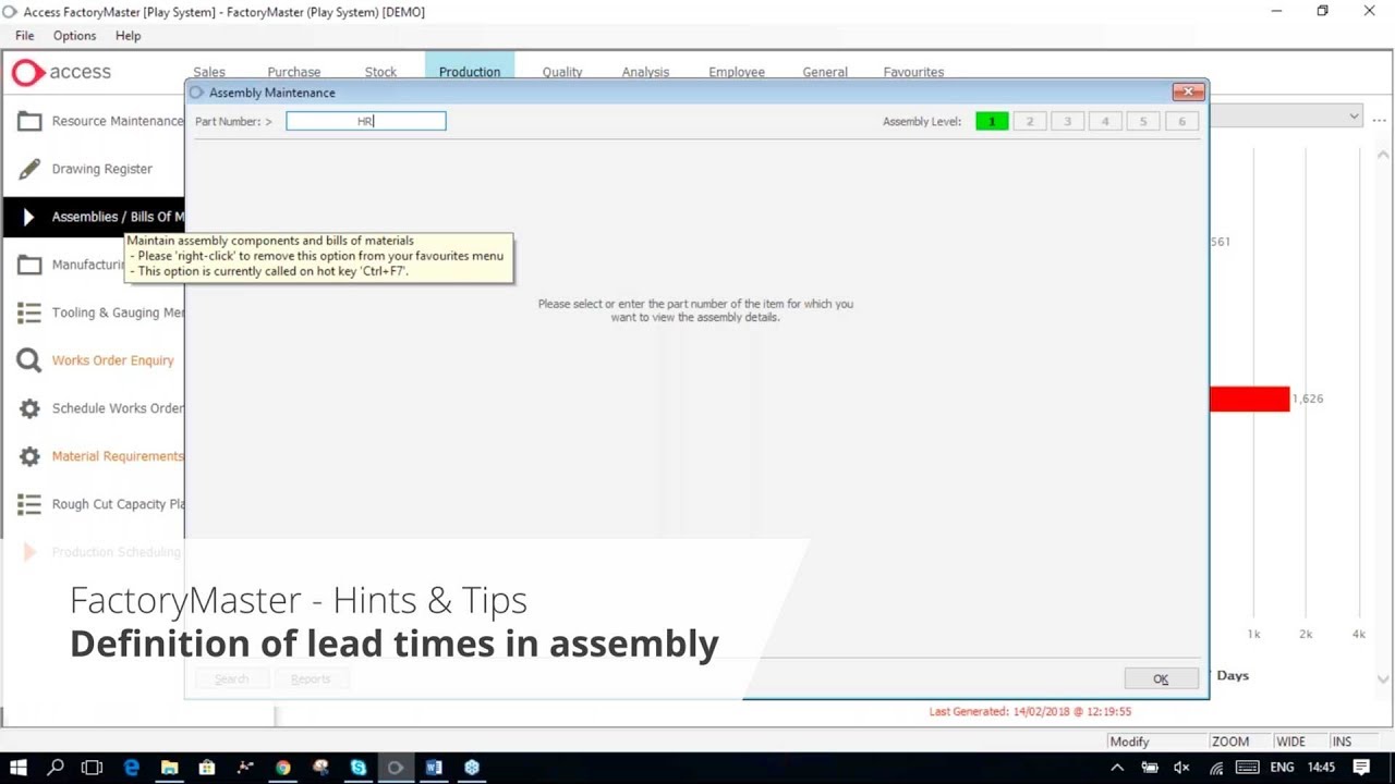 Tutorial - Definition of lead times in assembly in Access FactoryMaster ...