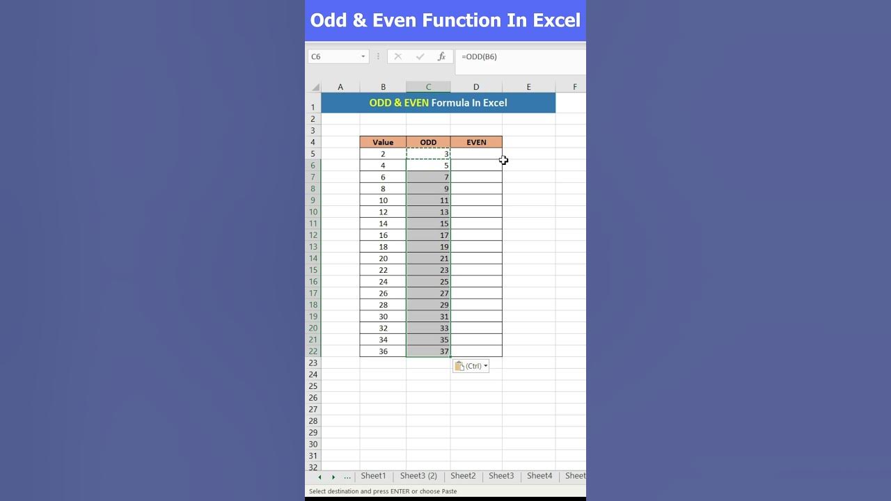 Odd & Even Function In Excel #exceltutorial #excel #exceltips #shortsfeed #ytshorts #virulshorts ...