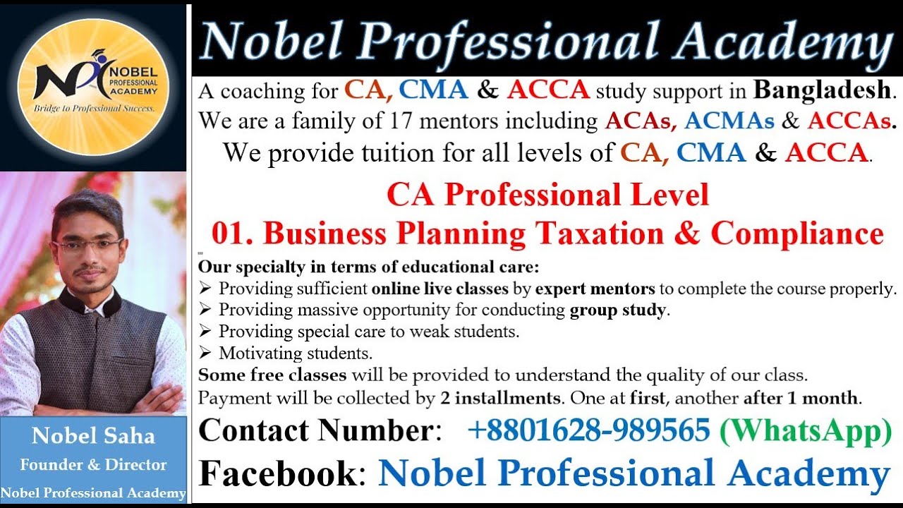 CA PL 1. Business Planning Taxation & Compliances ( Professional Level ...