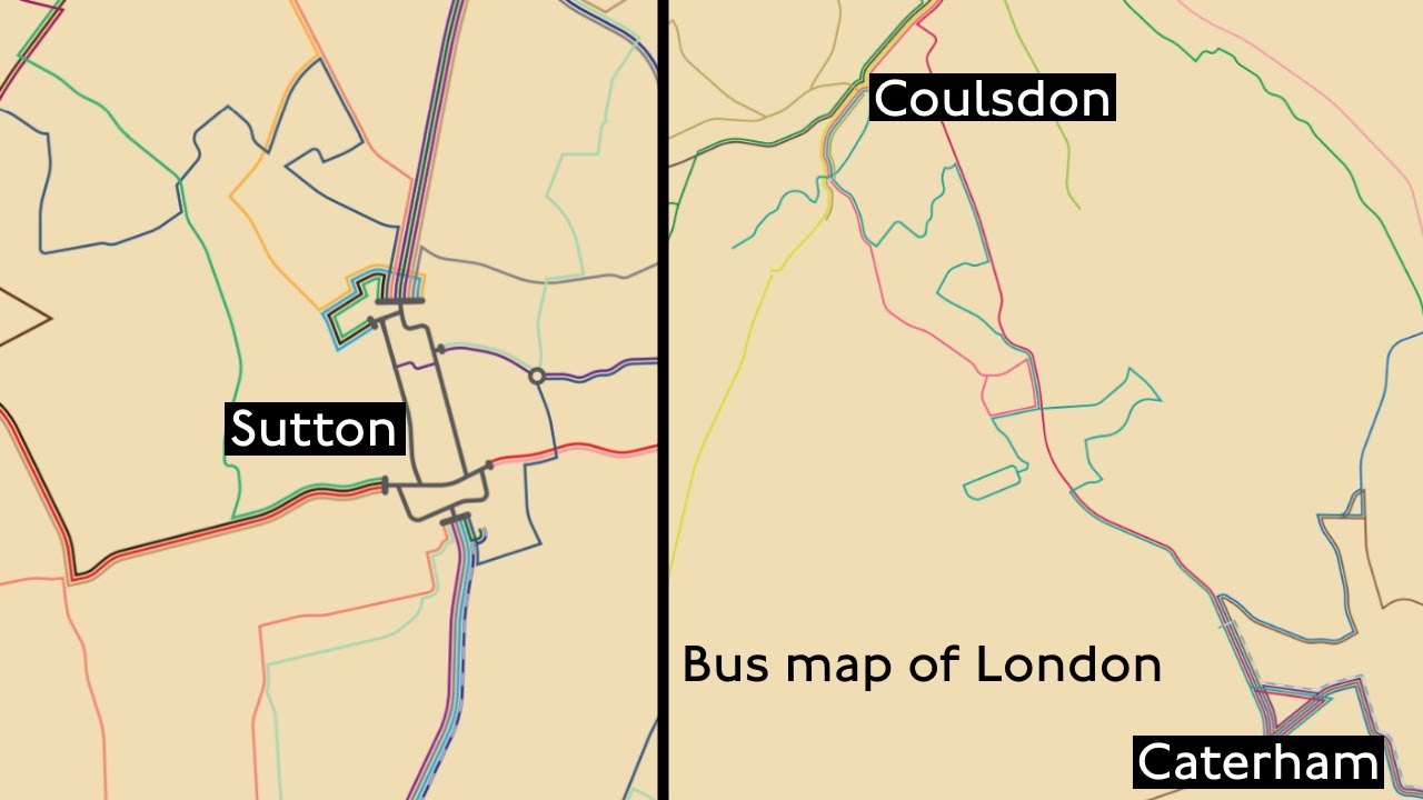 Making a bus map of London (Sutton, Coulsdon, Caterham) - YouTube