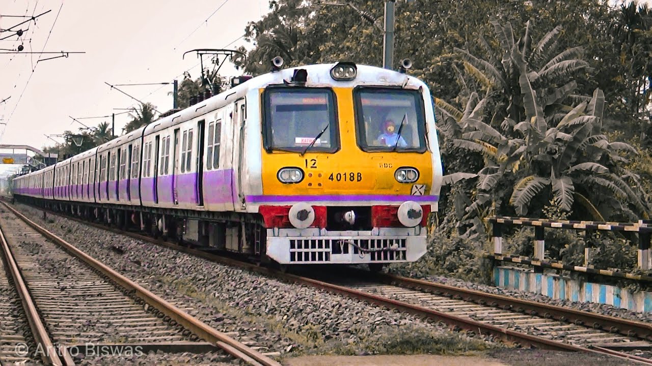 Beautiful short route Electric Multiple Unit train skipping a rail gate ...