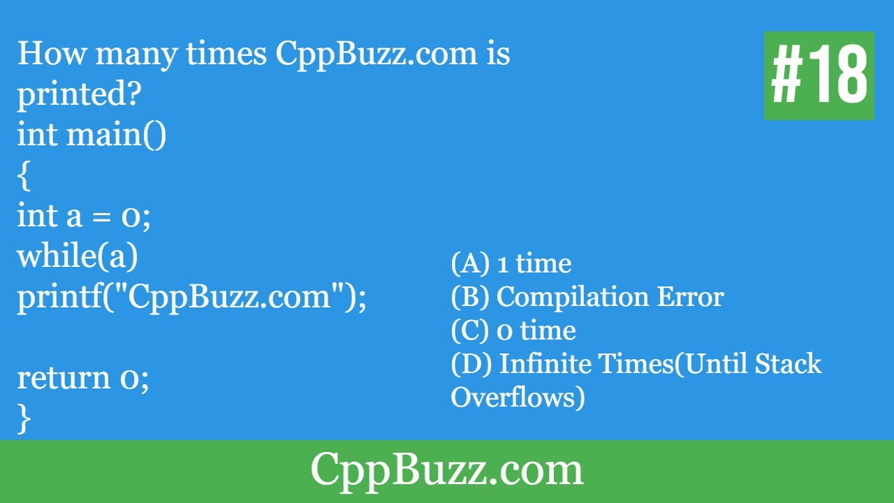 Question18 C Mcqs How Many Times Is Printed While Loop With A Variable Youtube