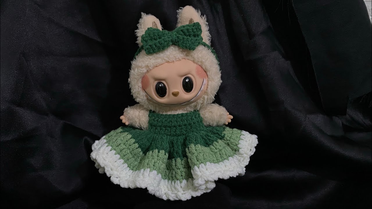 How to crochet pretty dress for LaBuBu 17cm - Basic crochet doll’s ...