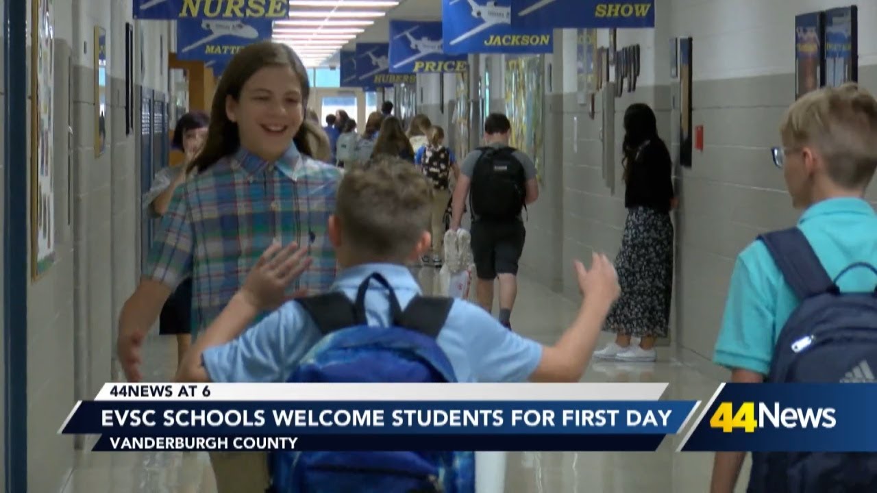 EVSC schools welcome students for first day - YouTube