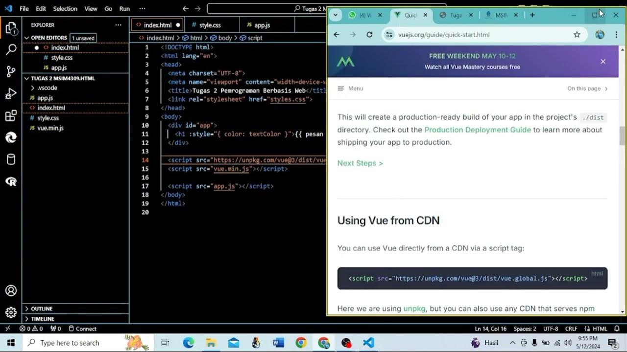 Tugas 2 Pemrograman Berbasis Web (Vue.js) - YouTube