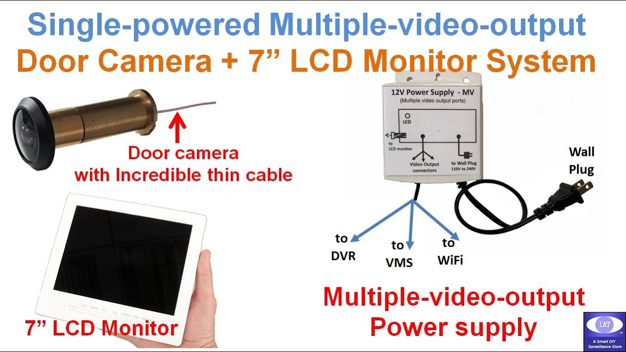 Single-powered multiple-video-output door peephole camera with a 7" LCD ...