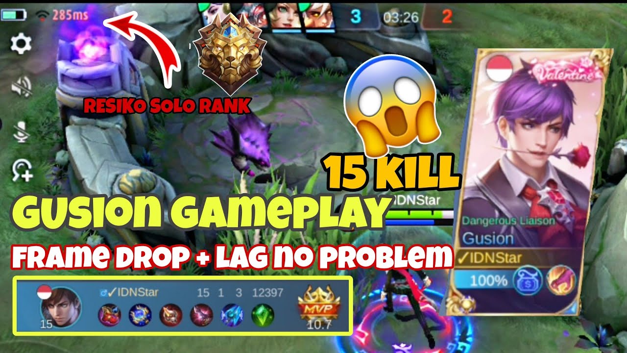 LEGENDARY GUSION SOLO RANKED 15 KILL! FRAME DROP BUKAN MASALAH - MLBB ...