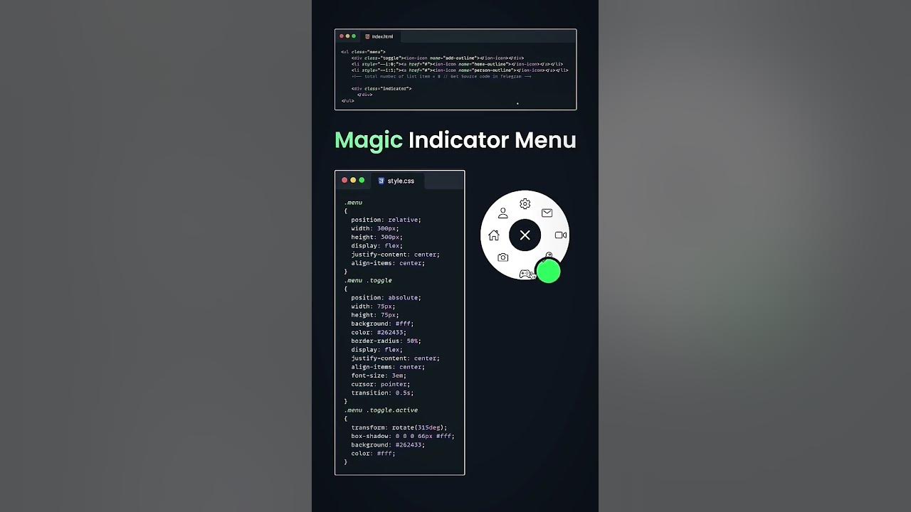 Indicator Menu📱shorts Viral Coding Coder Webdevelopment Html Javascript Codinglove